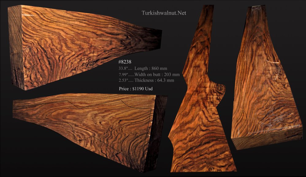 Rifle Blanks & Mannlicher stock blanks - Turkish Walnut - Lux High ...