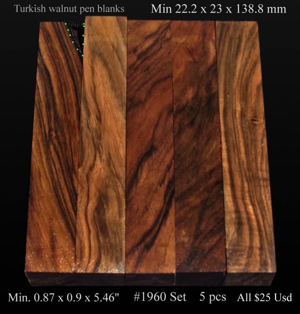 Turkish Walnut Pen Blanks - Exhibition grade - Classy - Full Fancy ...